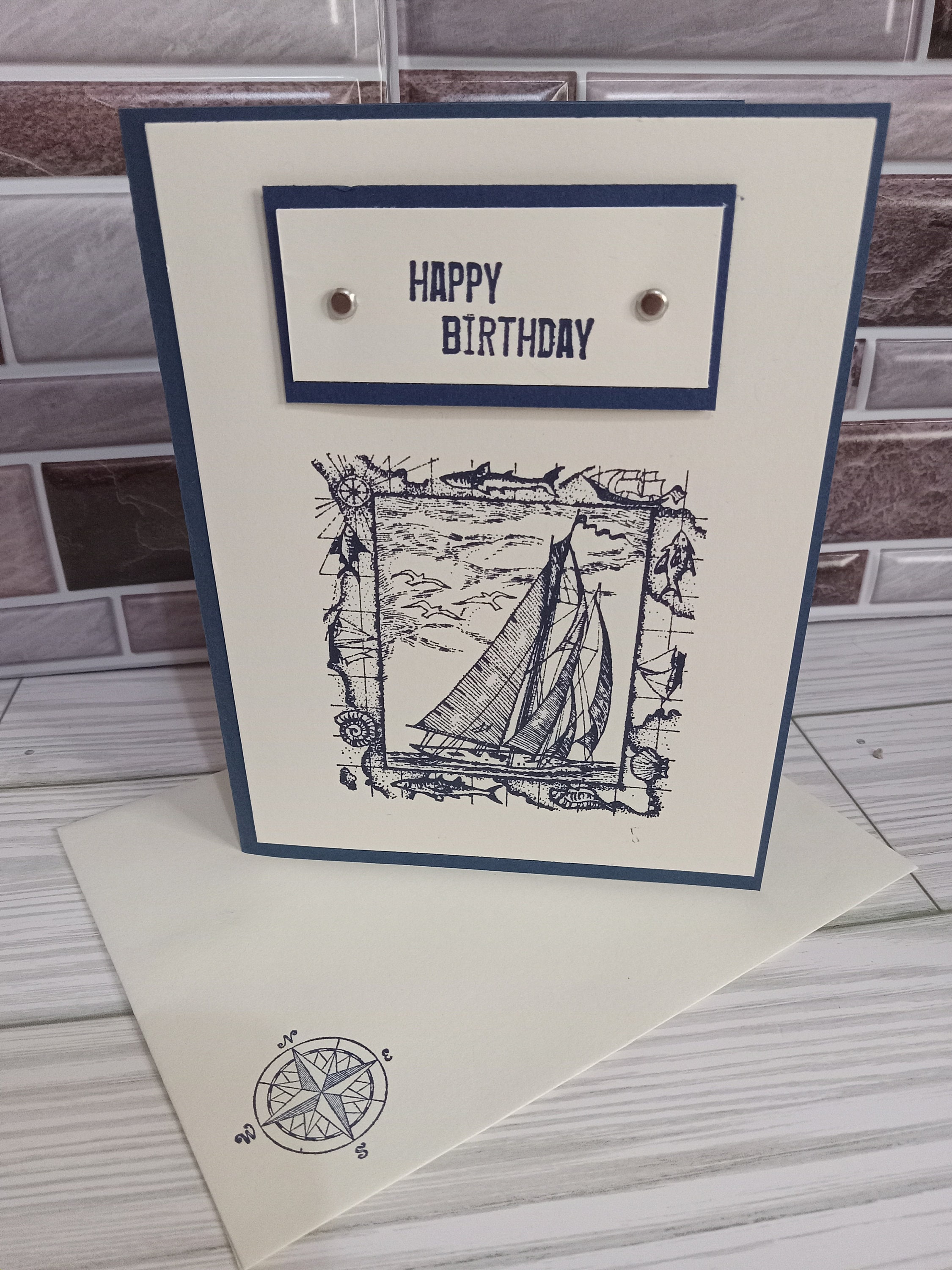 Nautical Birthday Card, Masculine Card, Card for Sailor, Card With ...