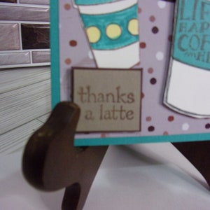 Coffee Themed Thank You Greeting Card Handmade Hand Stamped Teal and ...