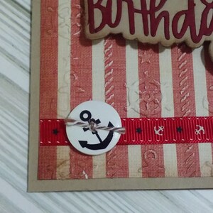 Nautical Birthday Card, Handmade, Hand Stamped, Masculine Card, Card ...