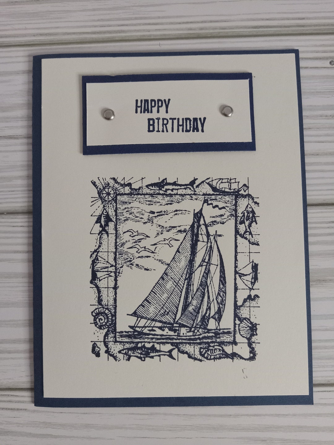 Nautical Birthday Card, Masculine Card, Card for Sailor, Card With ...
