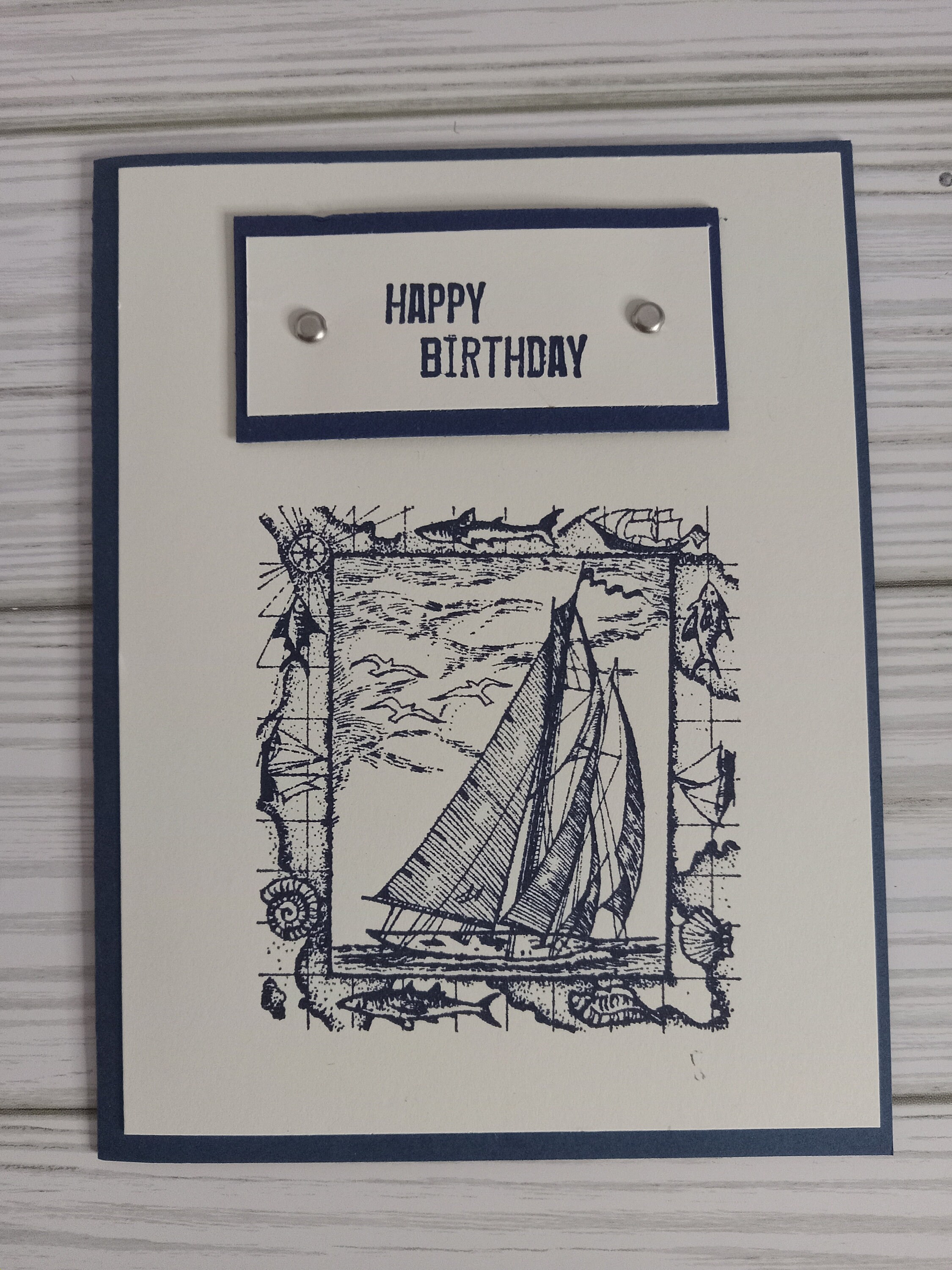Nautical Birthday Card, Masculine Card, Card for Sailor, Card With ...