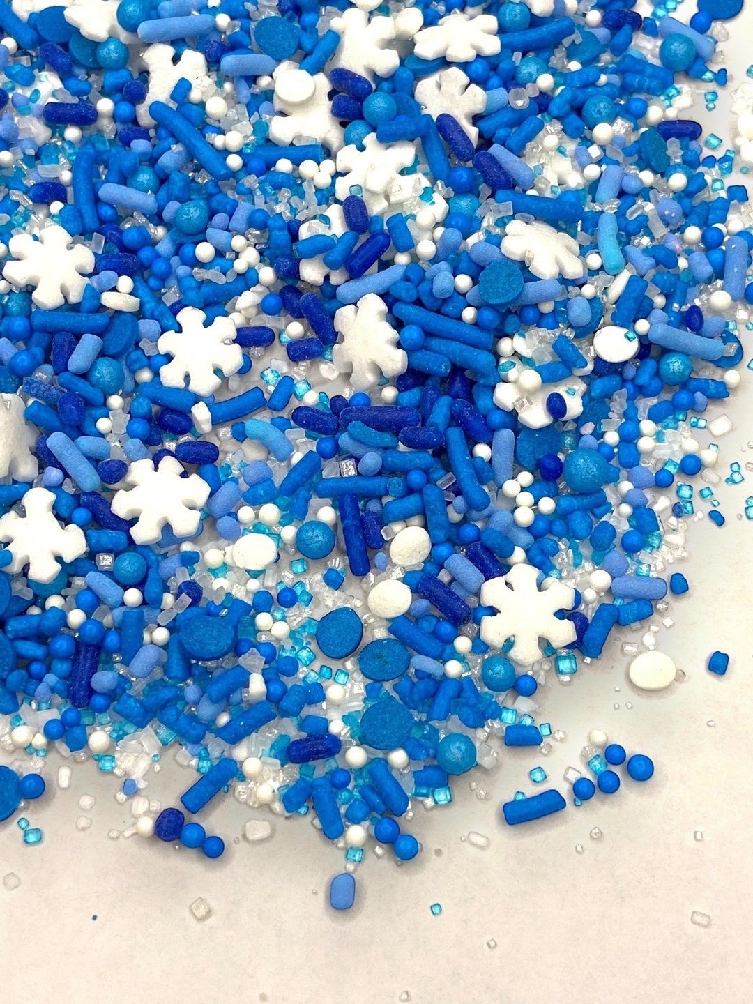 Winter Snowflakes Sprinkle Mix Edible Winter Holidays Sprinkle Blue White Sprinkles Light Blue ...