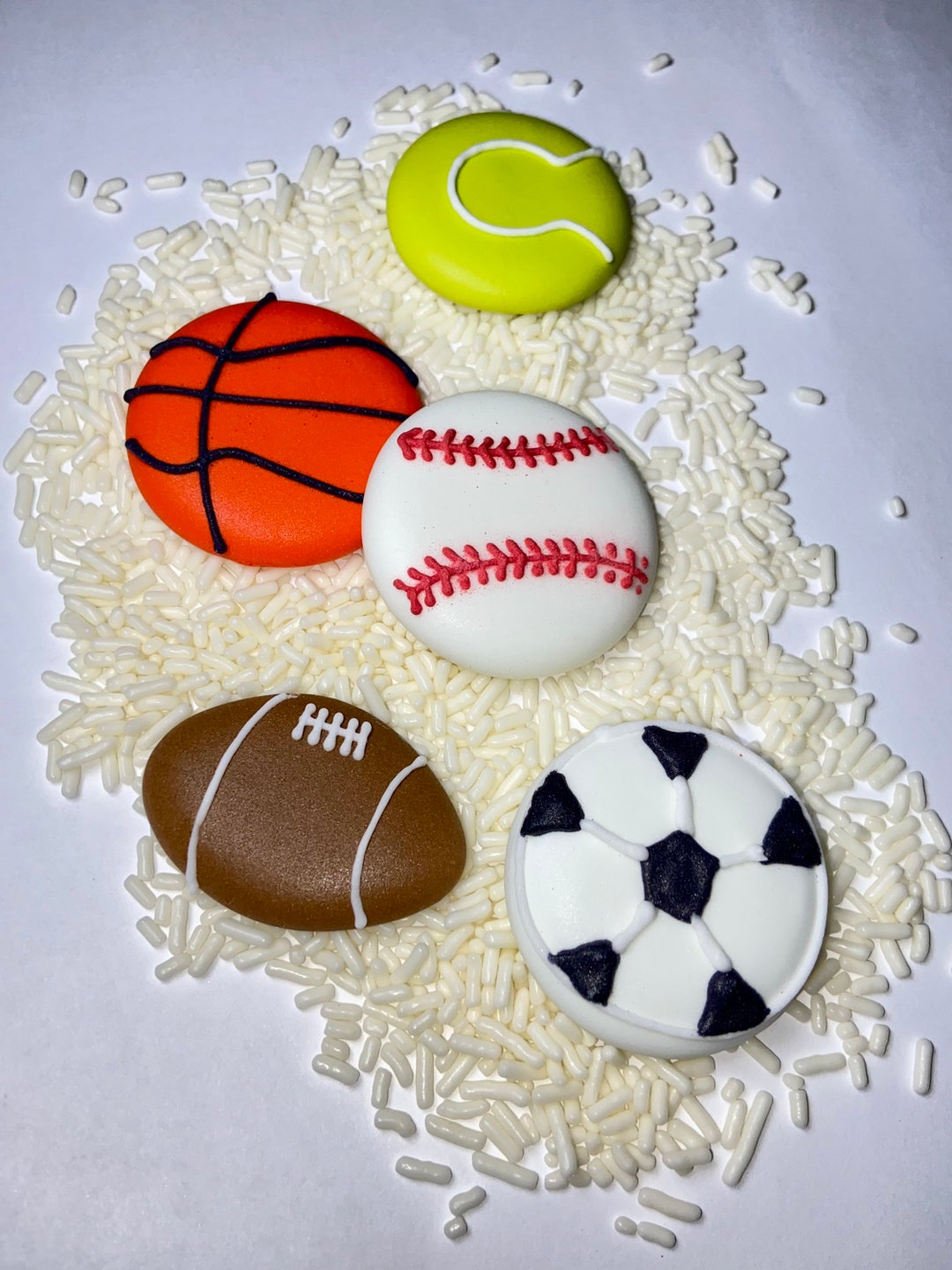 Royal Icing Sports Balls Equipment Athletic Sprinkles Football Baseball ...