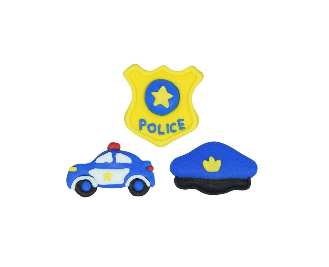 Royal Icing Police -- Royal Icing Transfer Blue Yellow Sprinkles Police ...