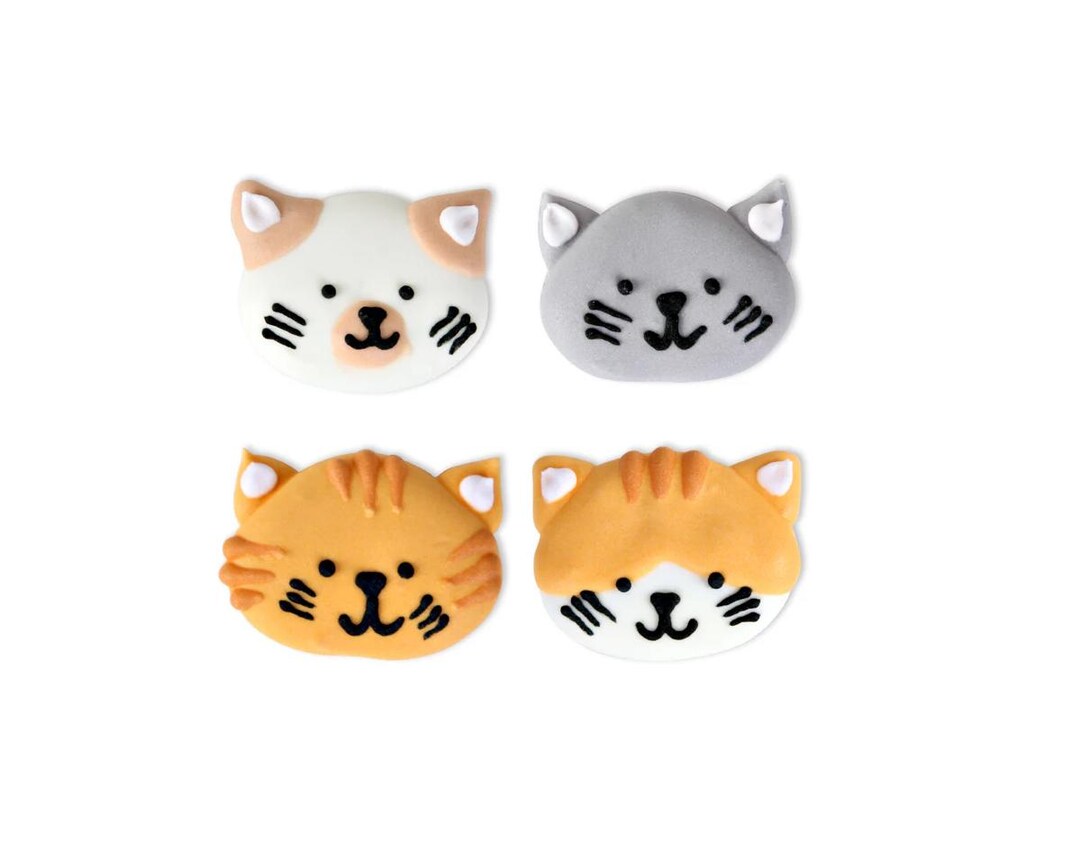 Royal Icing Kitty Faces -- Edible Cat Lover Sprinkle Mix White Cat ...