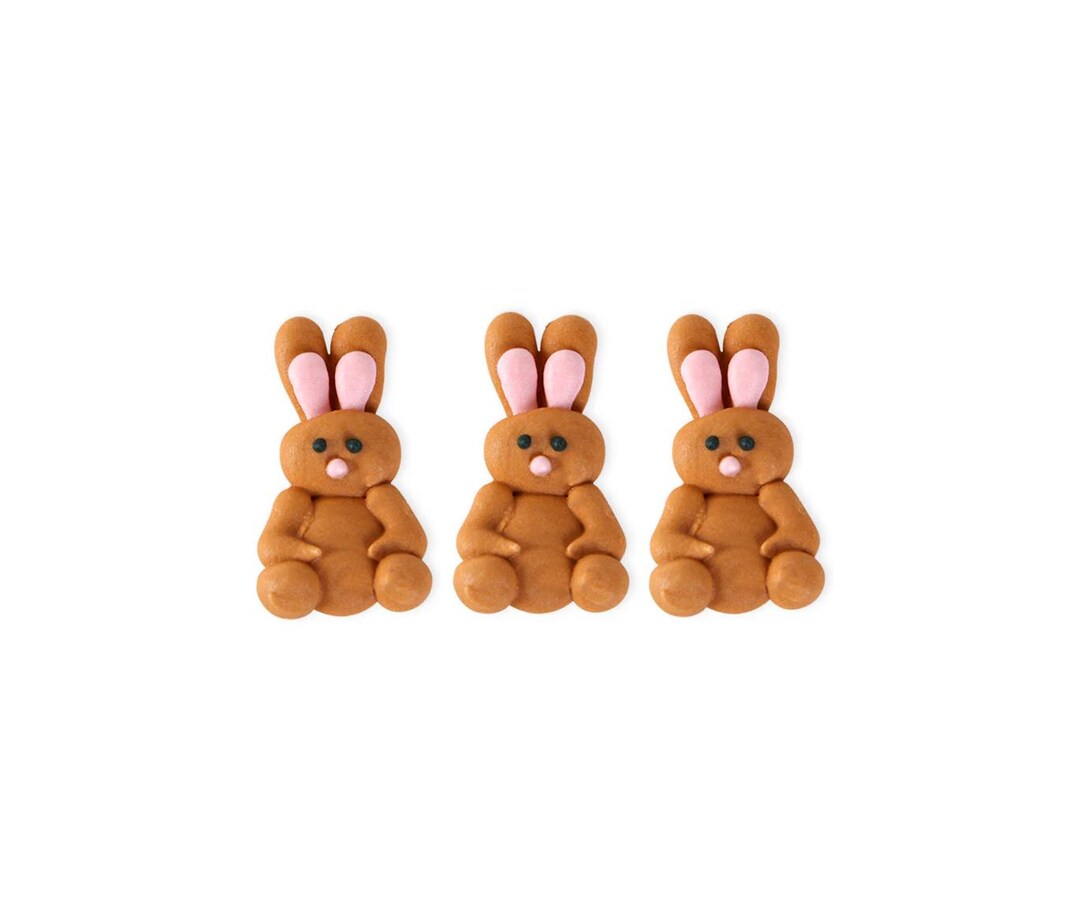 Royal Icing Brown Bunny With Pink Ears -- Cute Easter Bunnies Pink ...
