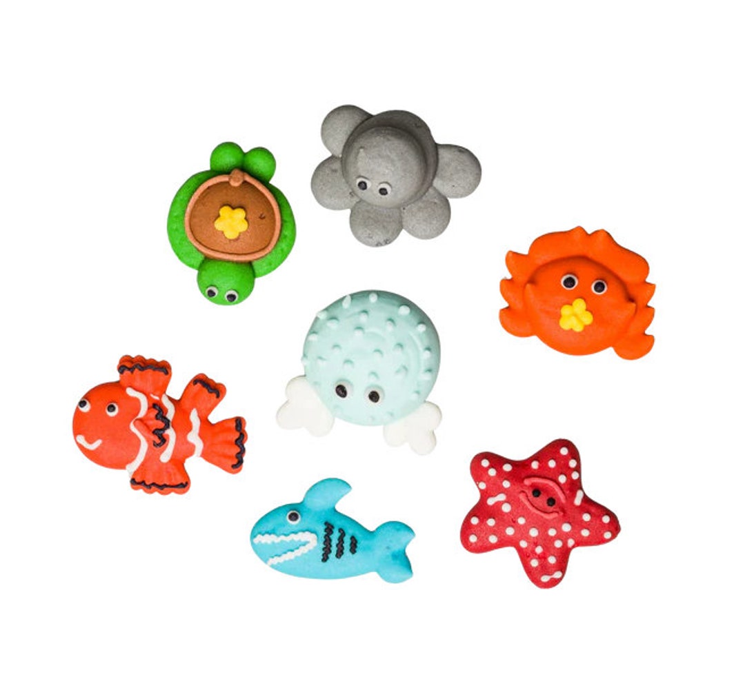 Royal Icing Sea Creatures Ocean Blue Shark Royal Icing Transfers Turtle ...
