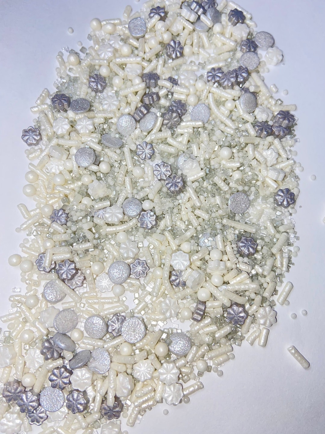 Sprinkle Mix White Silver Snowflakes Sprinkle Mix -- Edible Winter ...