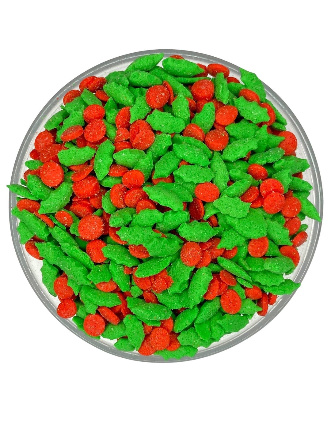 Red Holly Berry Green Leaves Confetti Sprinkles Christmas Holiday ...