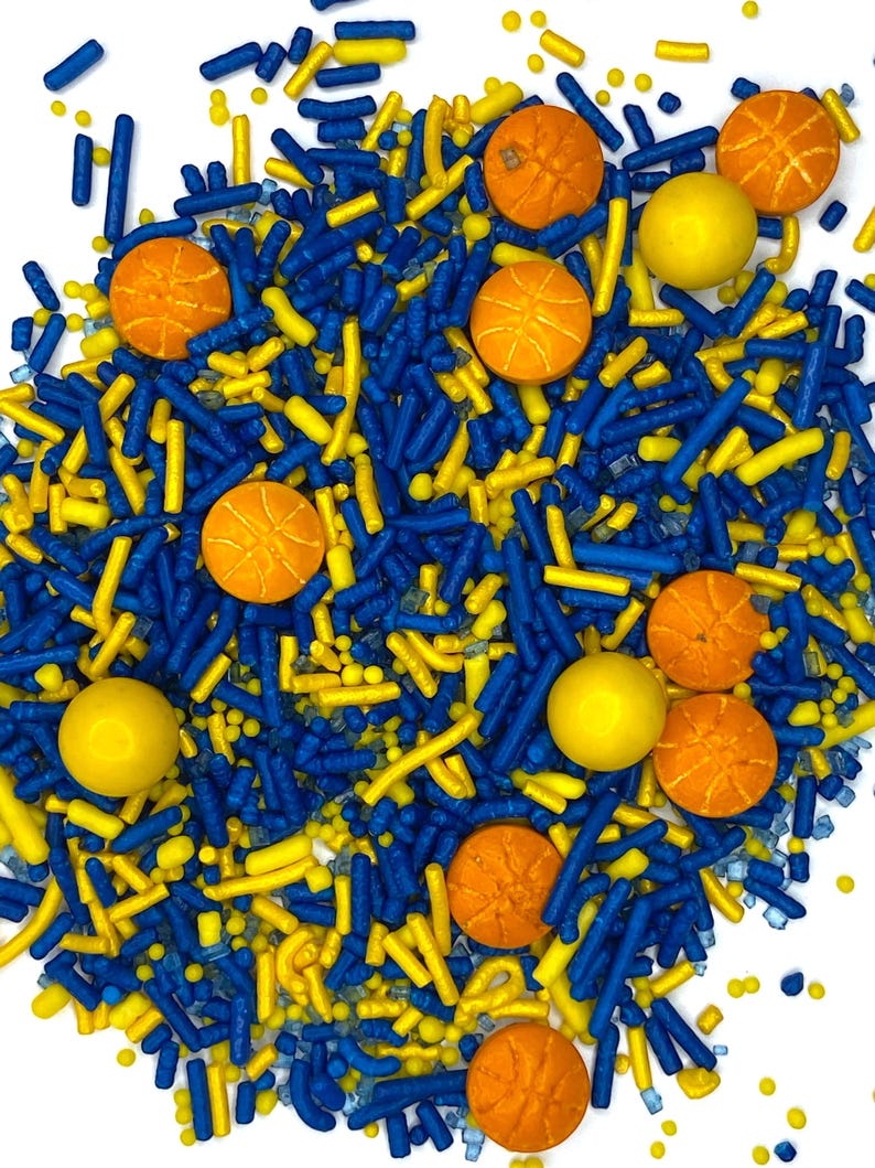 Sprinkle Mix Basketball Dark Blue & Yellow Gold Basketball Sprinkle Mix ...