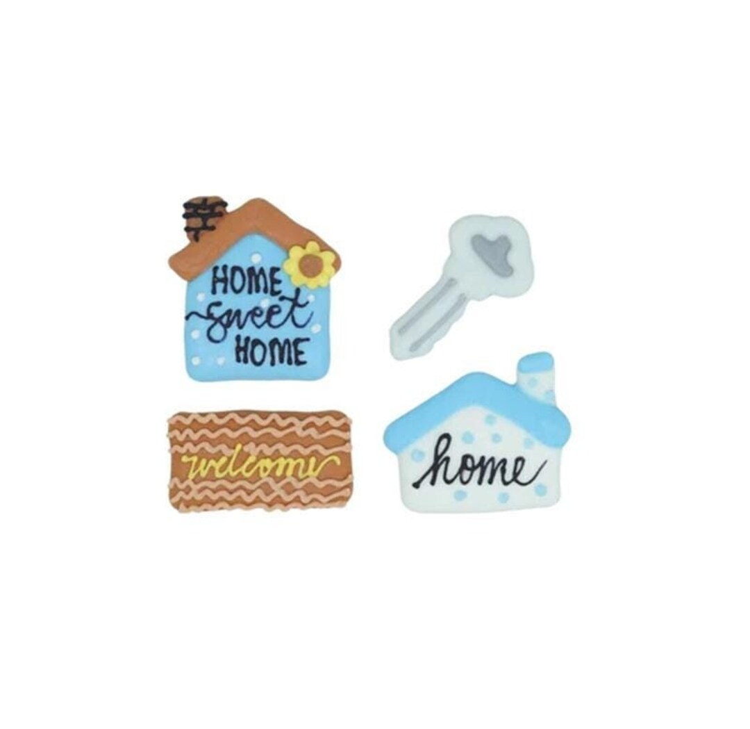 Royal Icing Home Sweet Home -- Royal Icing Transfer Brown Blue Tan ...