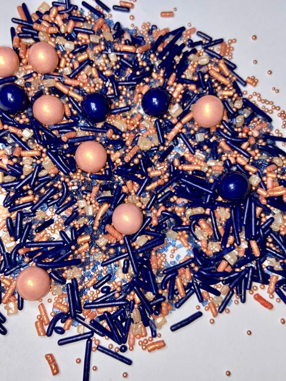 Rose Gold and Navy Sprinkle Mix Blush Pink Navy Birthday - Etsy