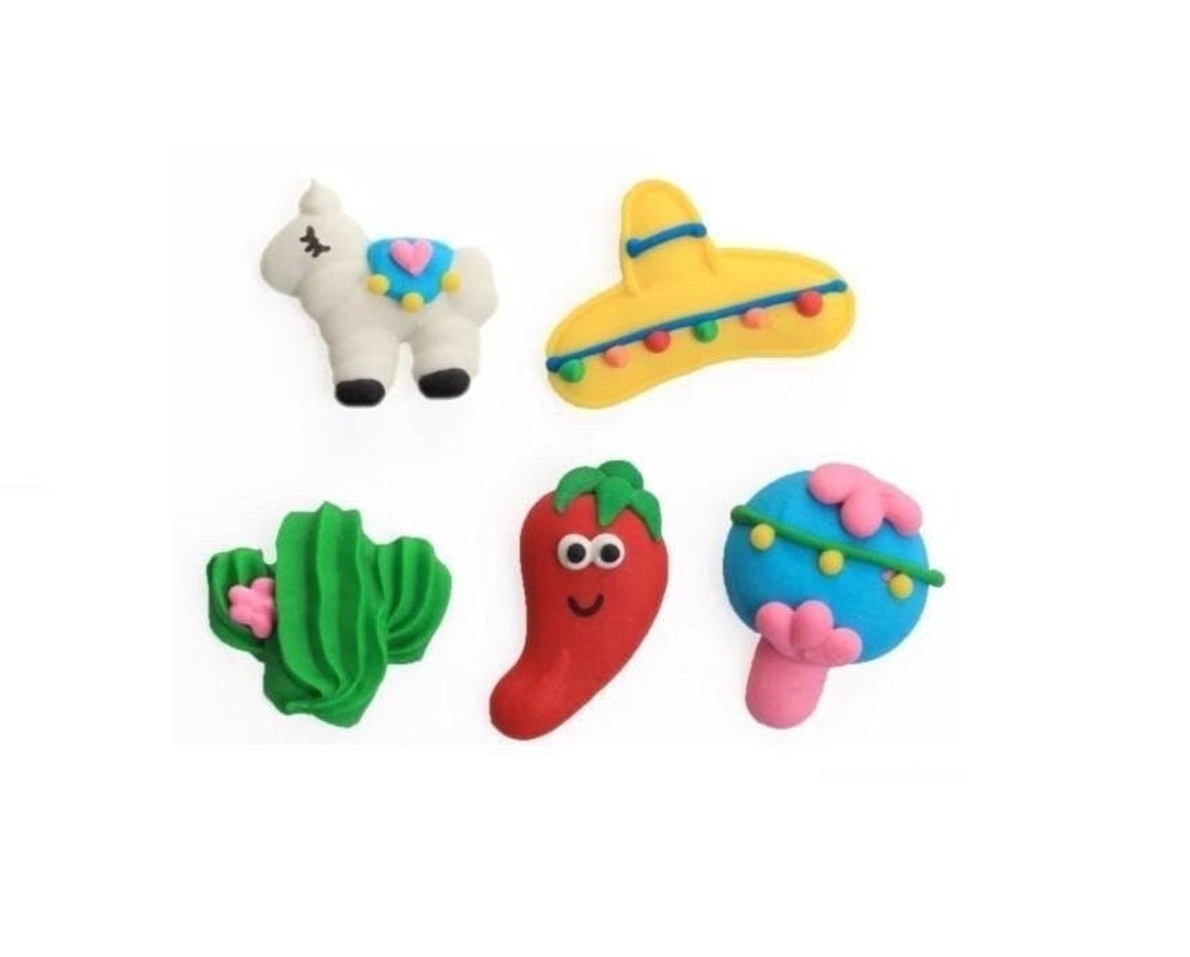 Royal Icing Fiesta Party -- Maraca Sombrero Llama Cactus Pepper Royal ...