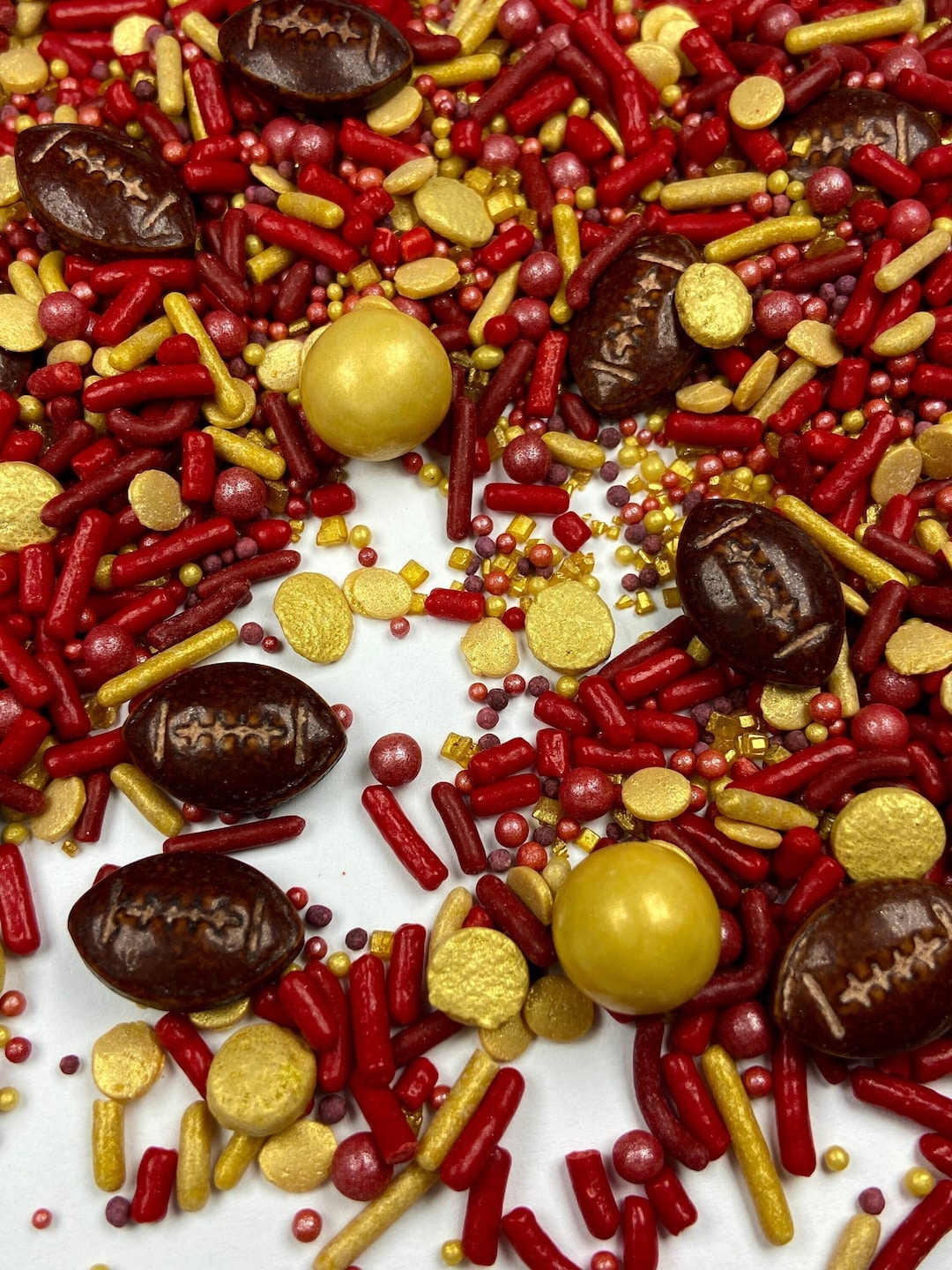 Sprinkle Mix Football Dark Red & Metallic Gold Football Sprinkle Mix ...