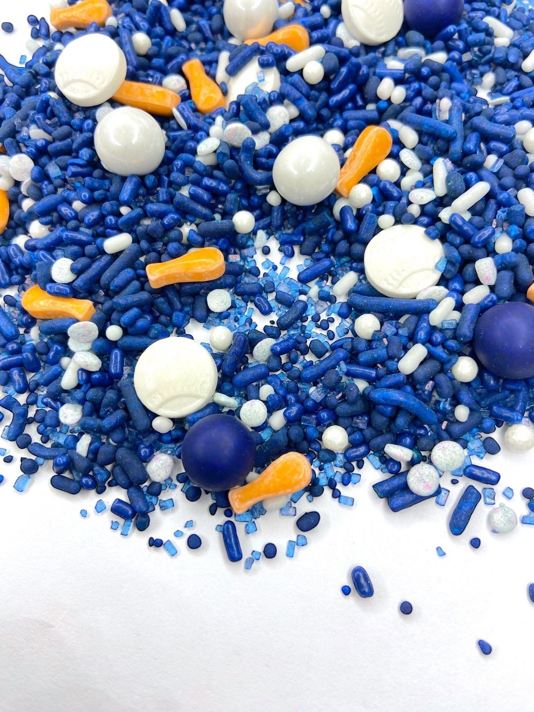 Sprinkle Mix Baseball Navy Blue & White Baseball Sprinkle Mix -- Edible ...