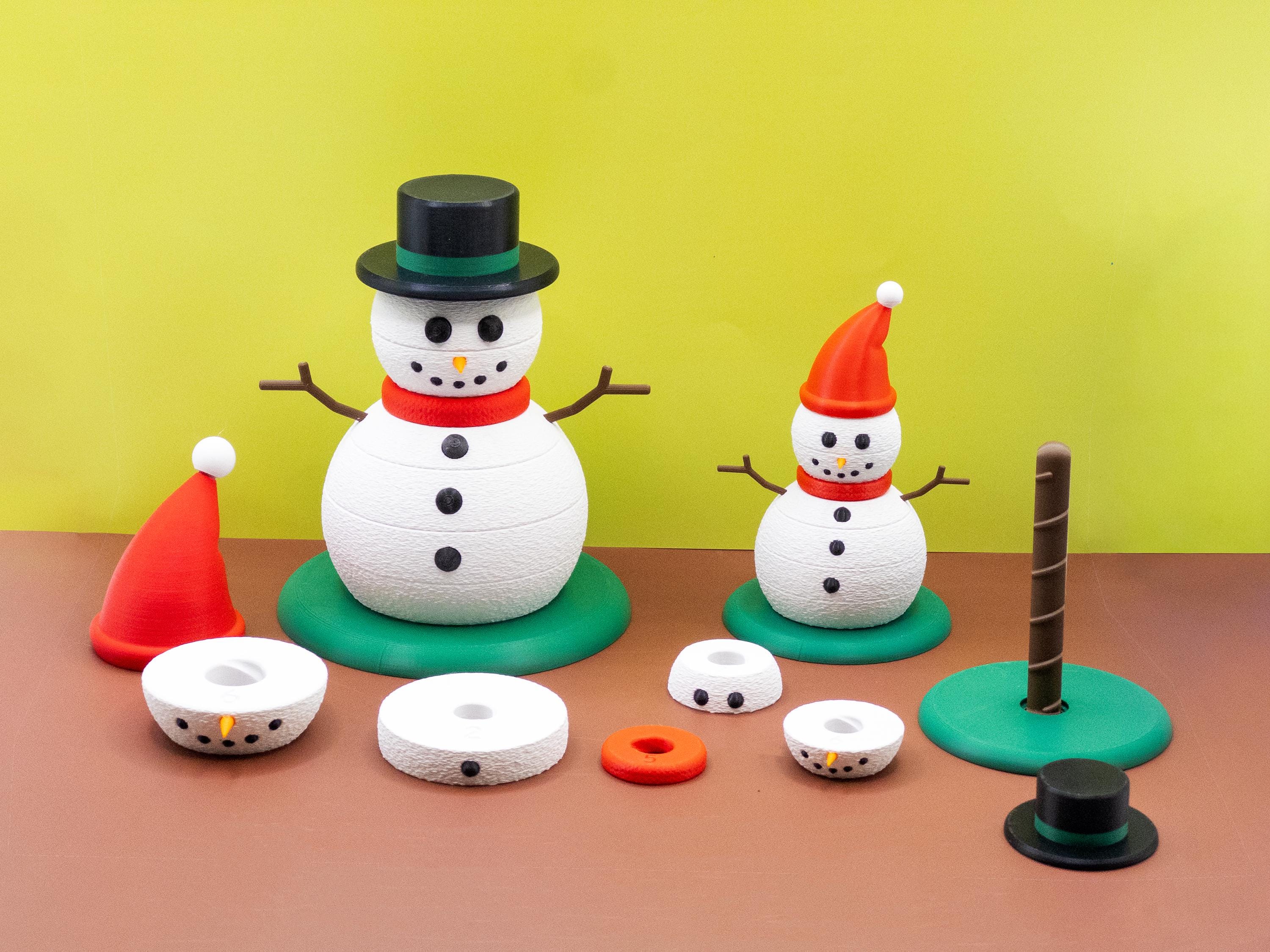 Snowman Sensory Spinning Stacking Toy 3D Print - Etsy