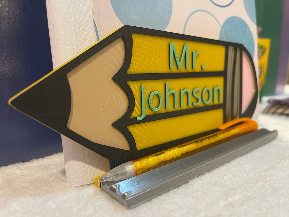 3D Printed School Pencil Nameplate - Etsy