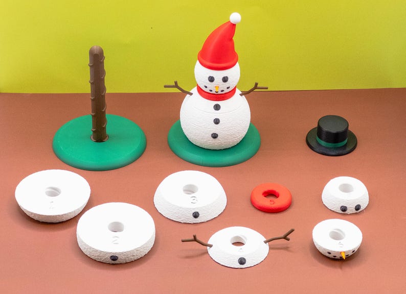 Snowman Sensory Spinning Stacking Toy 3D Print - Etsy