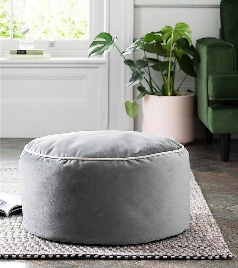 Luxury Round Velvet Ottoman Pouf - Velvet Ottoman - Pouf Ottoman, Floor ...