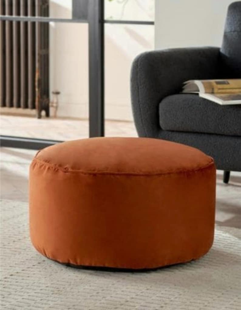 Luxury Round Velvet Ottoman Pouf - Velvet Ottoman - Pouf Ottoman, Floor ...