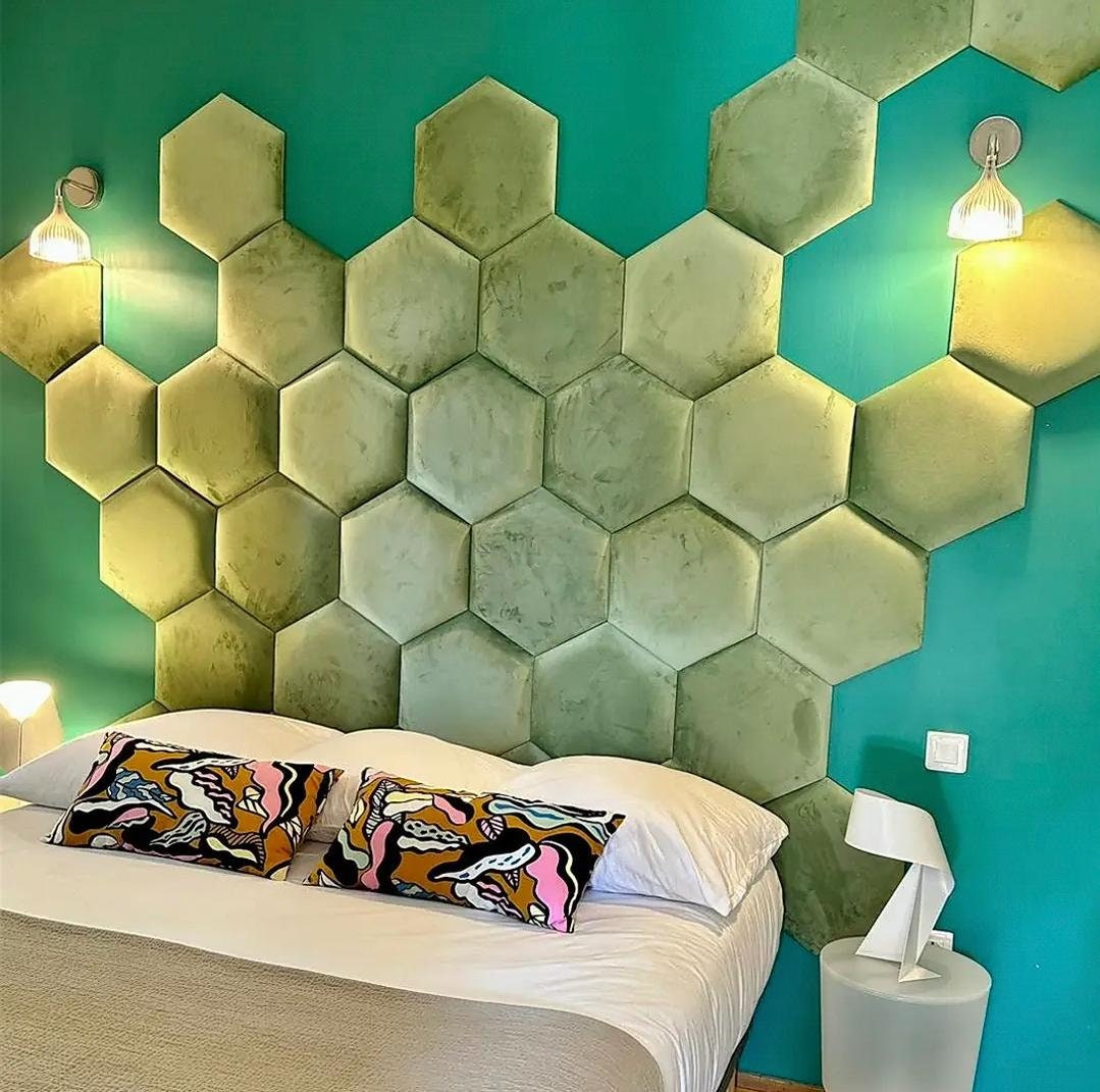 Hexagon Velvet Acoustic Wall Panel, Elegant Hexagonal Velor Wall Panel ...