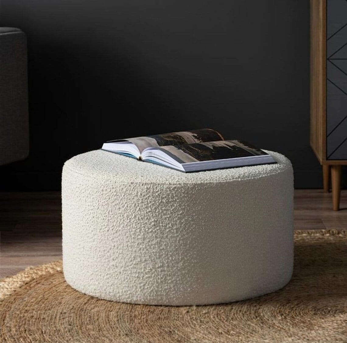 Luxury Plush Pouf, Round Loop Pouf Pouf, Handmade Coffee Table ...