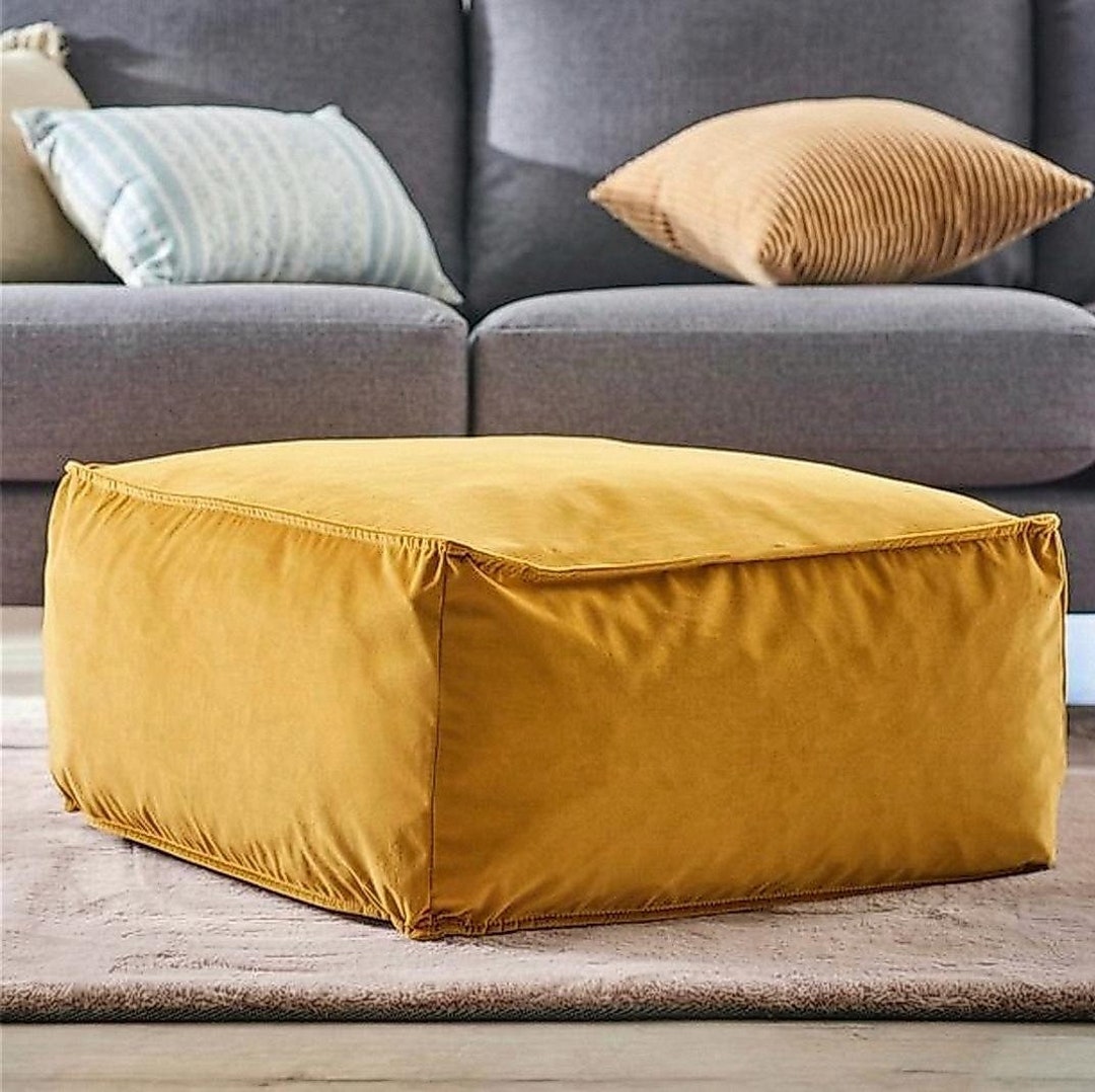 Luxury Square Velvet Ottoman Pouf Velvet Ottoman Pouf Ottoman, Floor ...