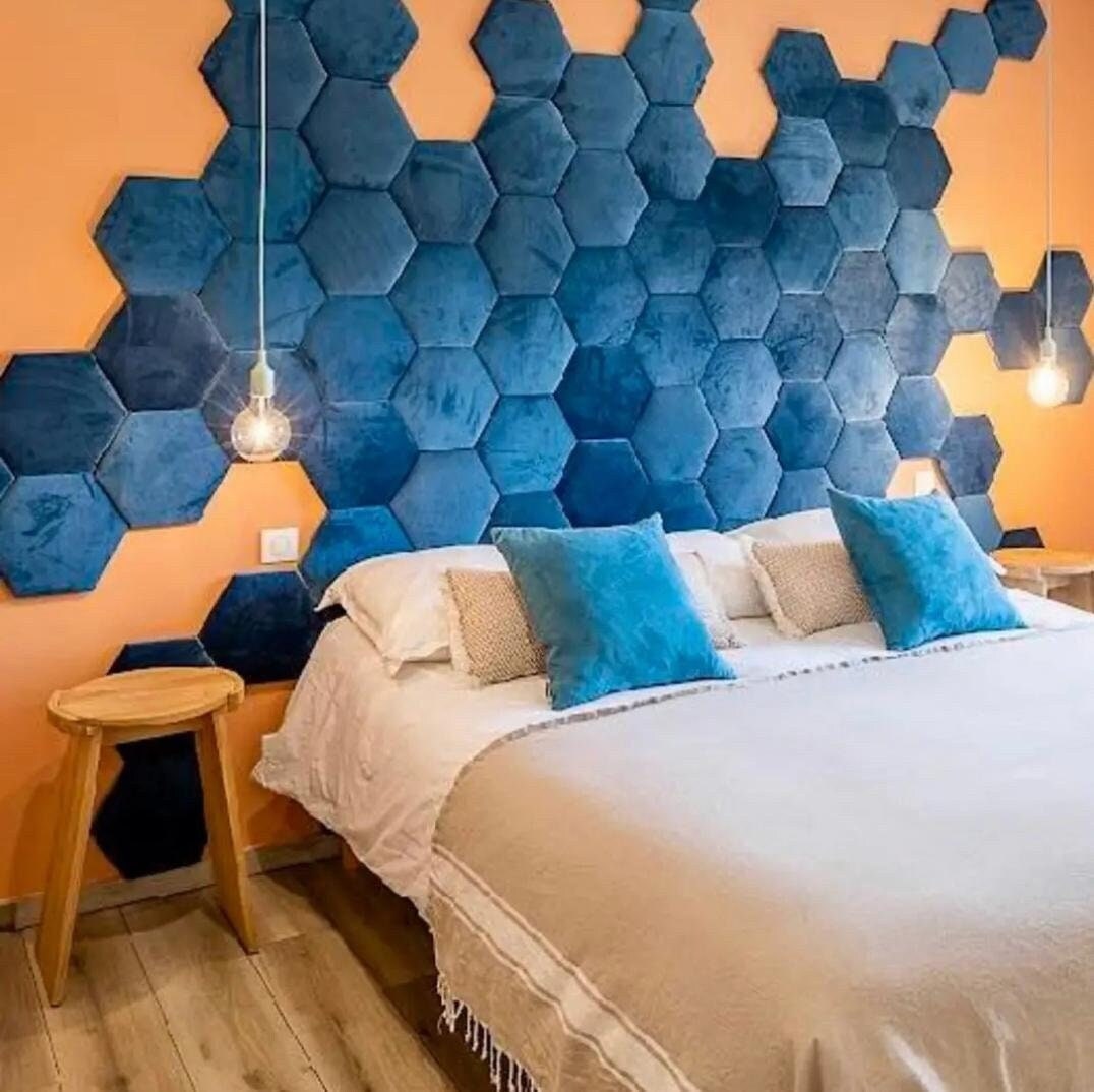 Hexagon Velvet Acoustic Wall Panel, Elegant Hexagonal Velor Wall Panel ...