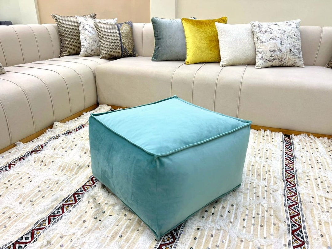 Luxury Square Velvet Ottoman Pouf - Velvet Ottoman - Pouf Ottoman ...