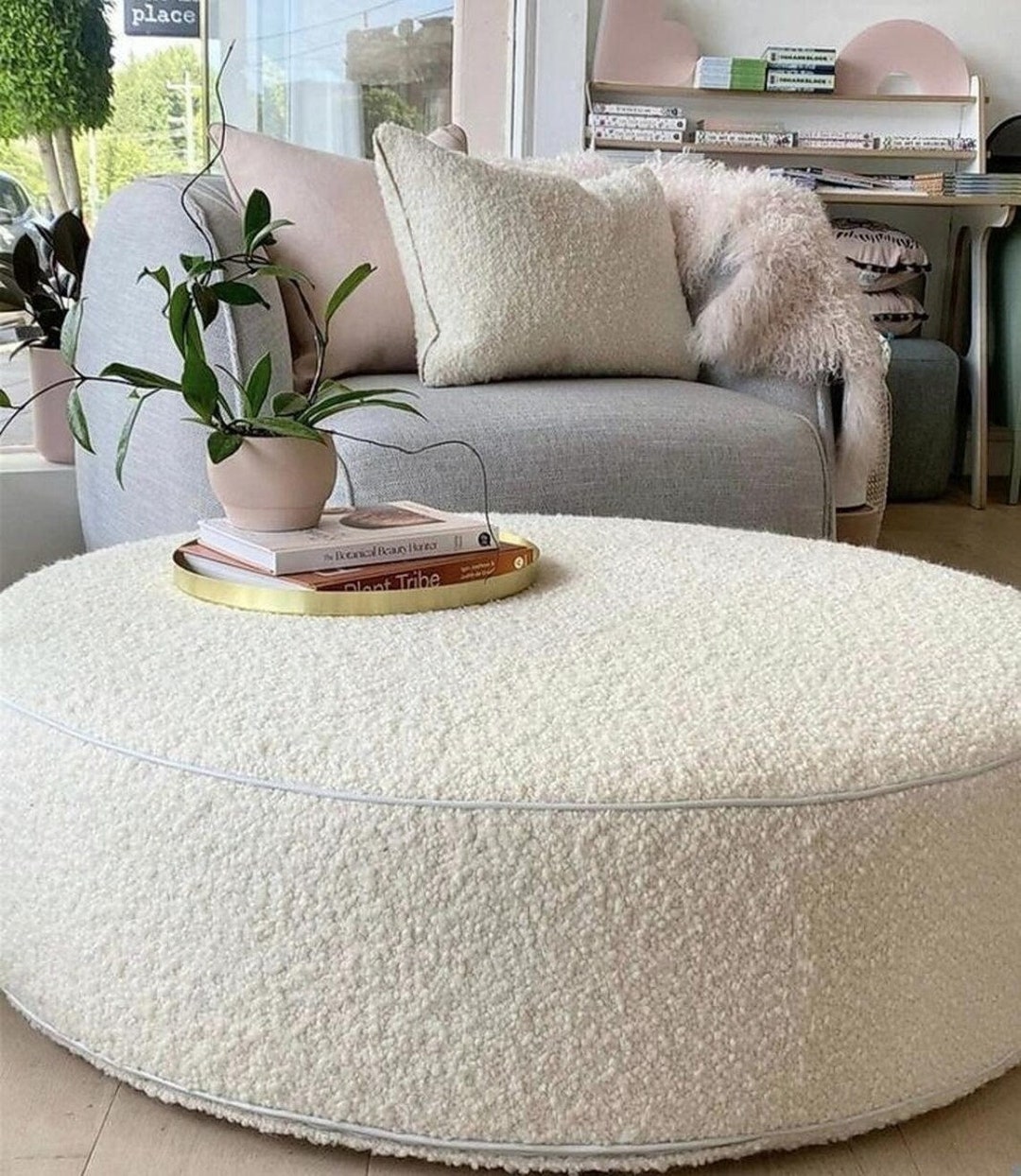Luxury Plush Pouf Round Loop Pouf Pouf Handmade Coffee - Etsy UK