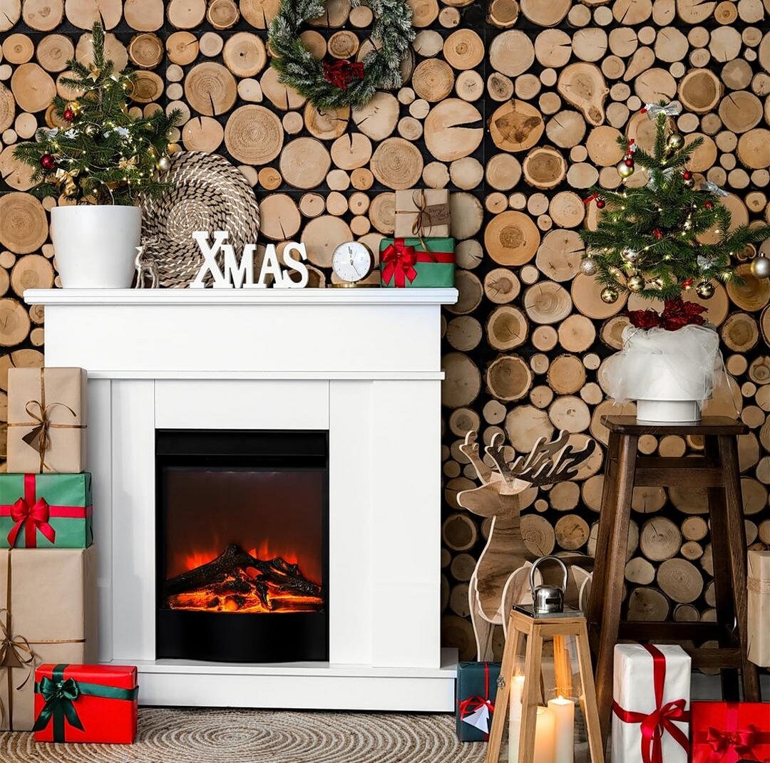 Natural Wooden Panels Mosaic in Real Wood, Fireplace Wall Decor, Easy ...
