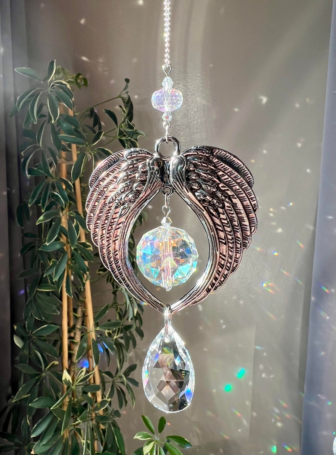 Angel Wings Memorial Gift Keepsake Crystal Suncatcher, in Loving Memory ...