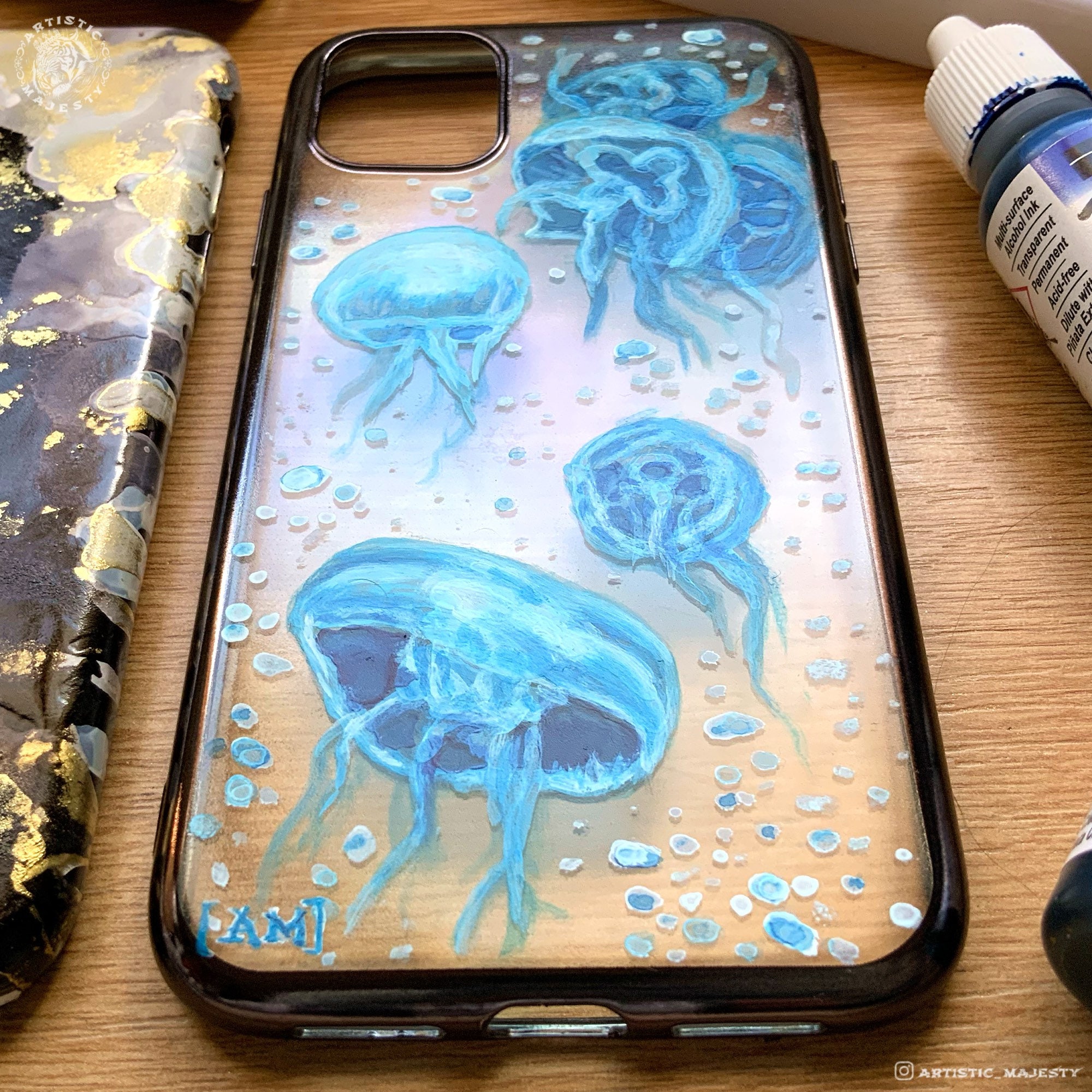 One off Hand Painted Alcohol Ink iPhone 11 Soft Snap Phone Case, Wave ...