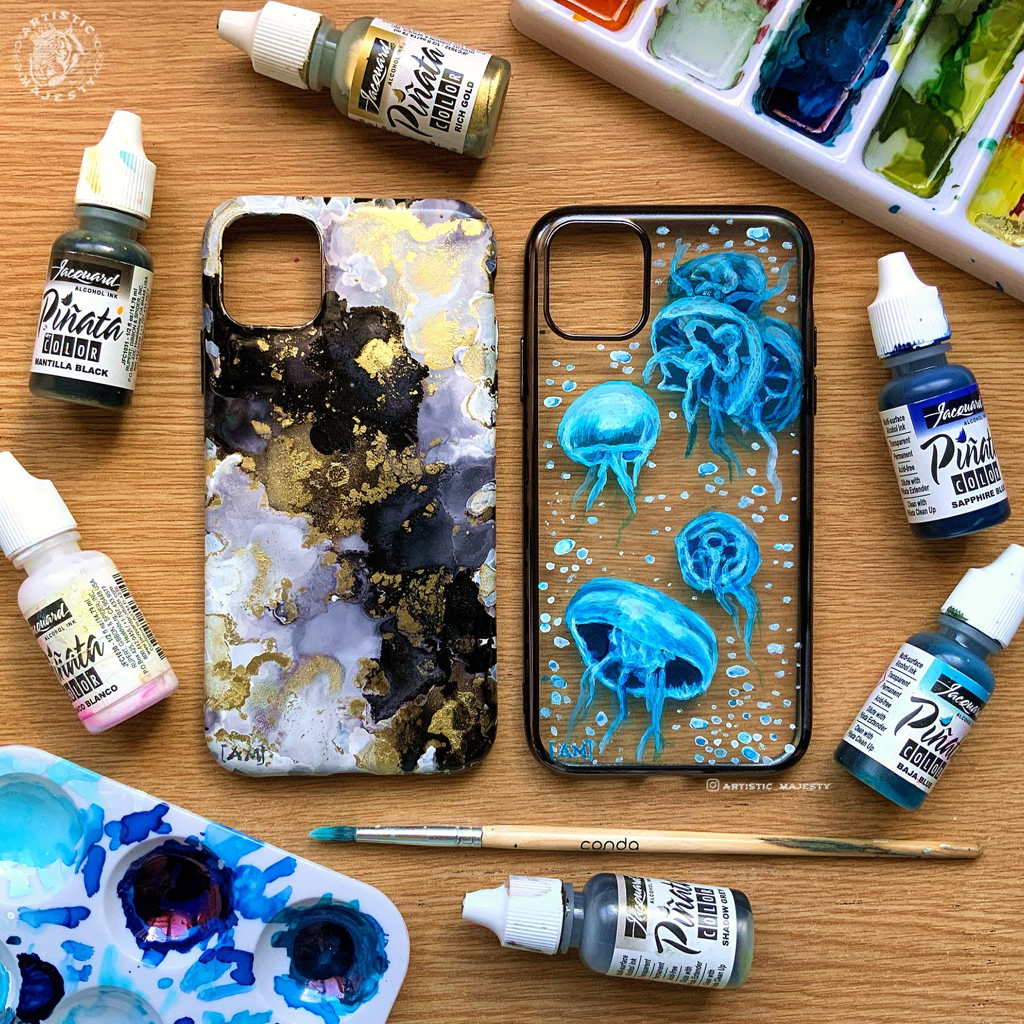 One off Hand Painted Alcohol Ink iPhone 11 Soft Snap Phone Case, Wave ...