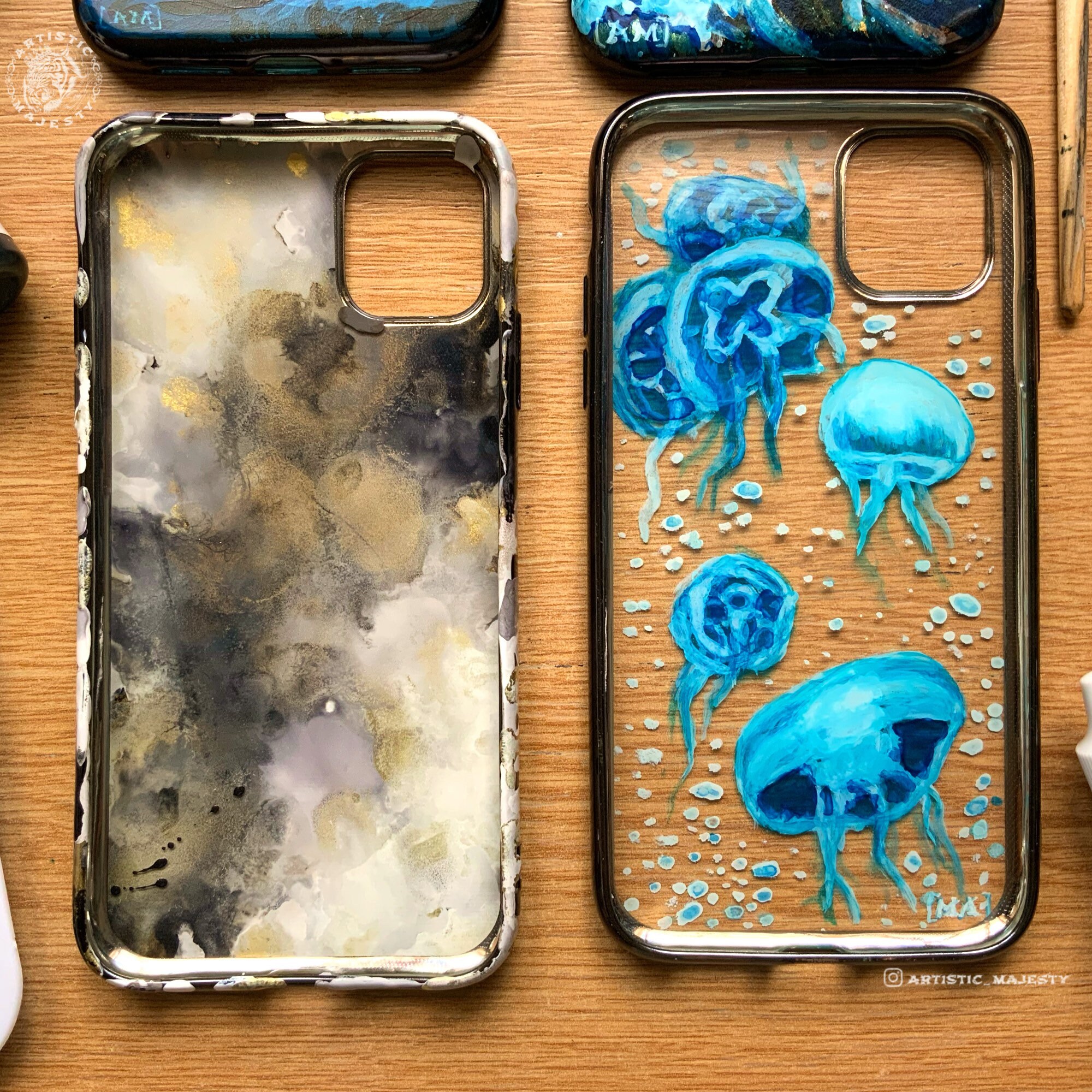 One off Hand Painted Alcohol Ink iPhone 11 Soft Snap Phone Case, Wave ...