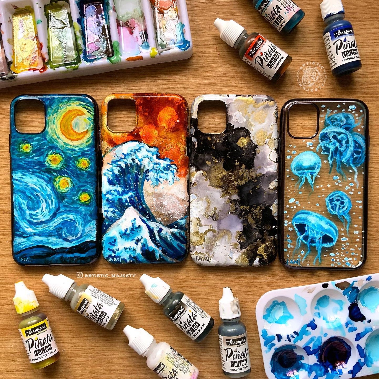 One off Hand Painted Alcohol Ink iPhone 11 Soft Snap Phone Case, Wave ...