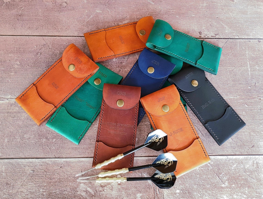 Leather Darts Case, Personalised Leather Darts Wallet, Handcrafted Dart ...