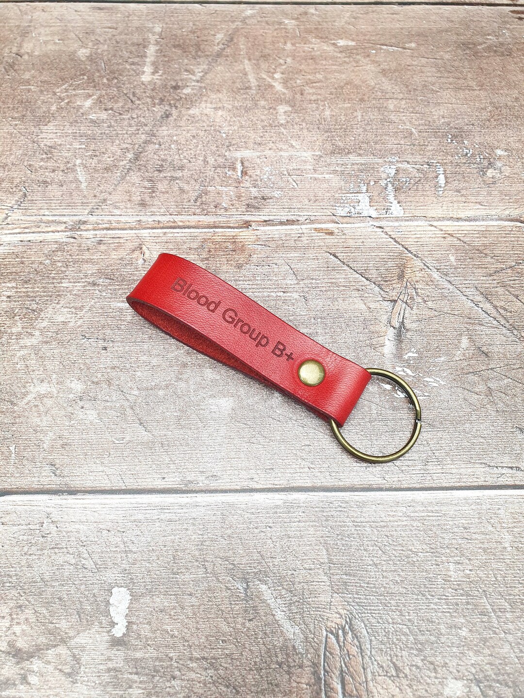 Blood Group Engraved Leather Keychain, Emergency Blood Type Reminder ...