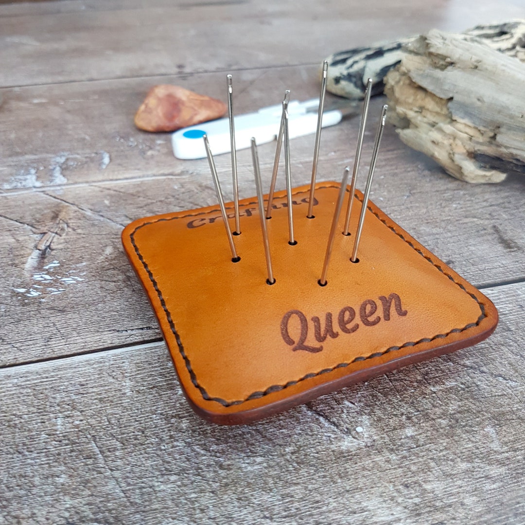 Handmade Leather Pin Cushion, Custom Craft Pin Cushion, Leather Needle ...