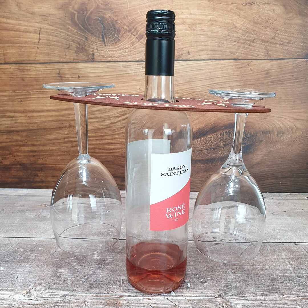 Personalised Wooden Wine Butler, Wine Glass Caddy, Anniversary Gift ...