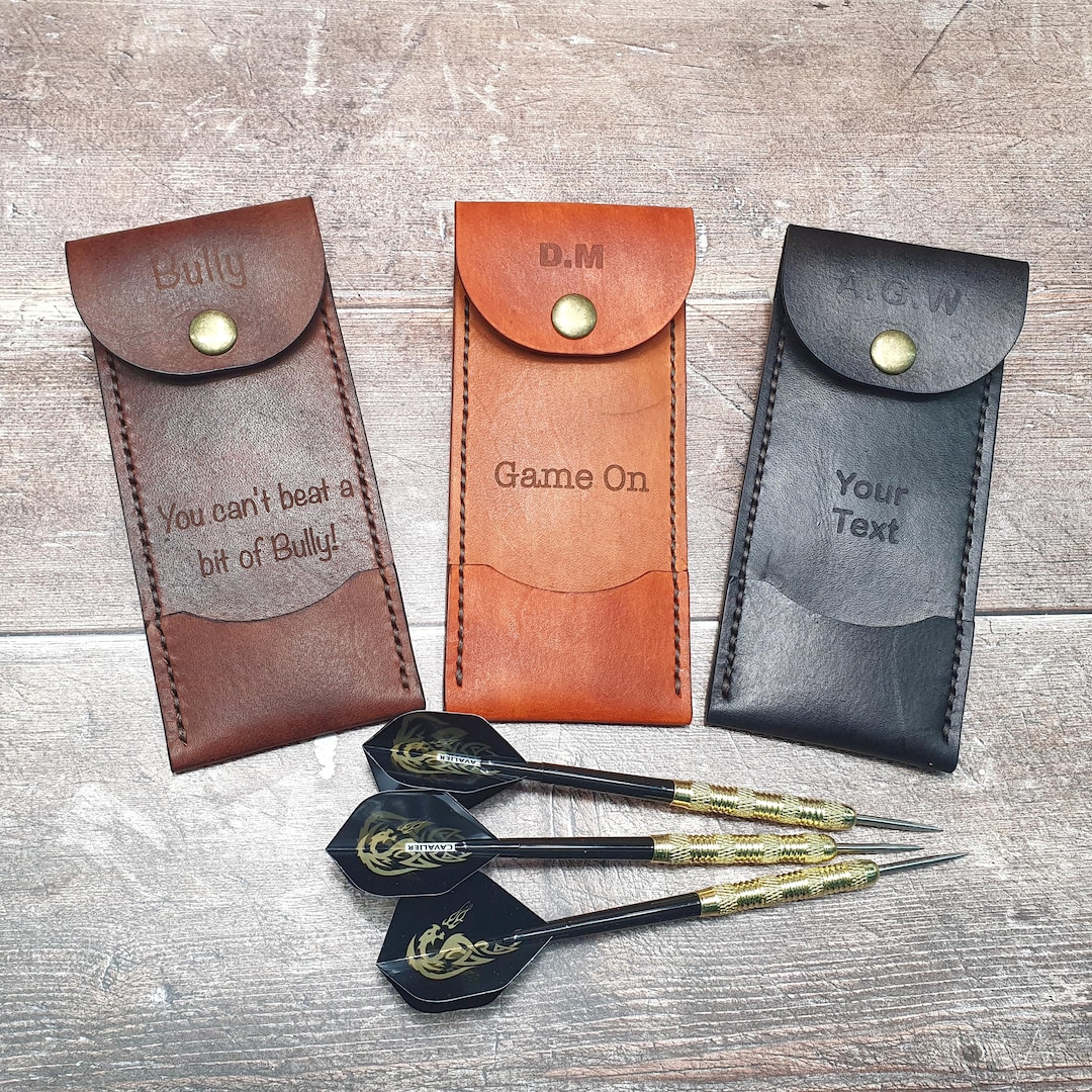 Leather Darts Case, Personalised Leather Darts Wallet, Handcrafted Dart ...