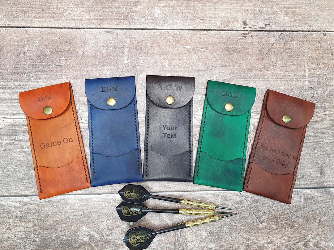 Personalised Leather Darts Case, Leather Darts Wallet, Handcrafted Dart ...