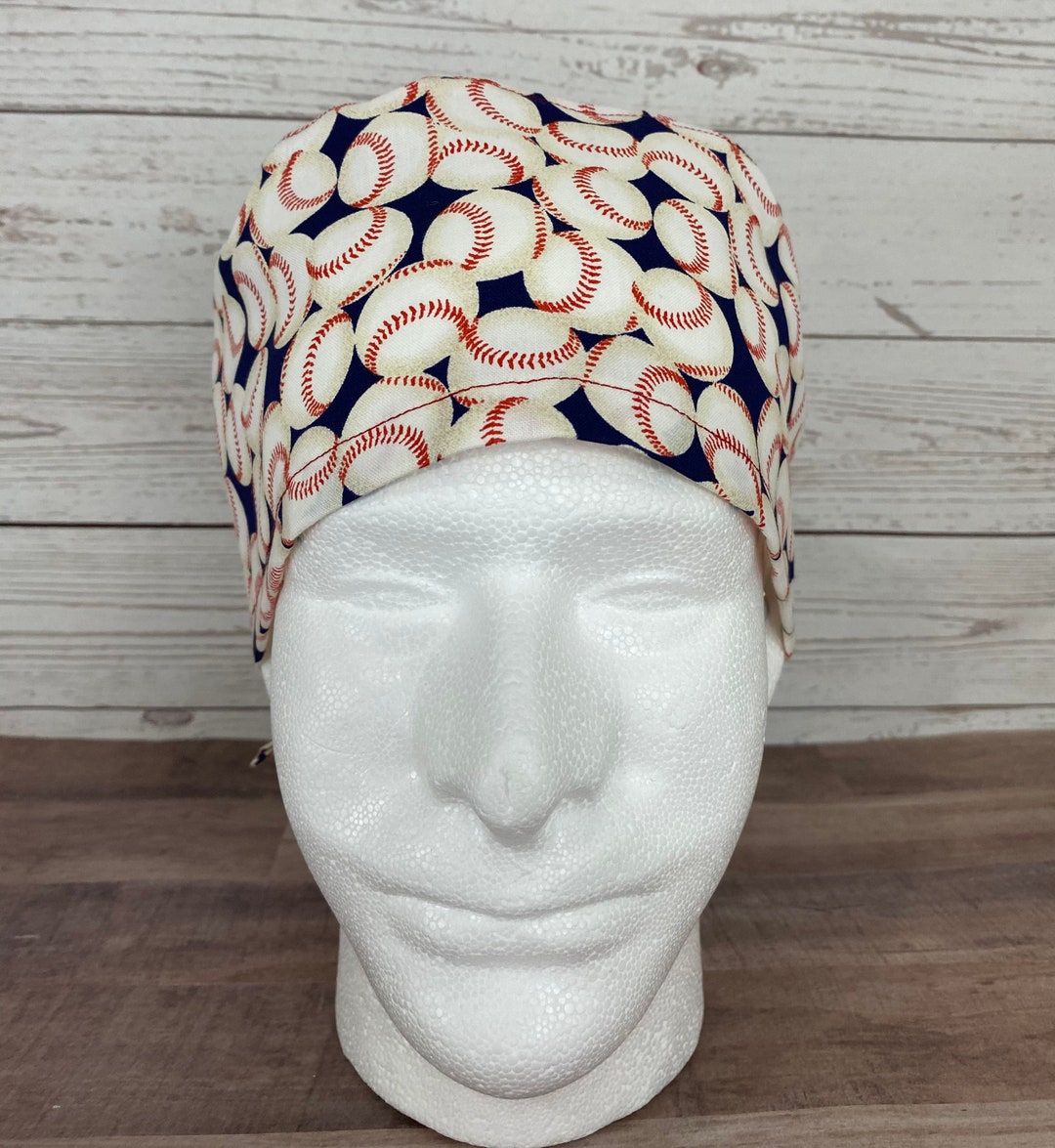 All American Baseball Sports Print Handmade Tie Back Scrub Cap - Etsy