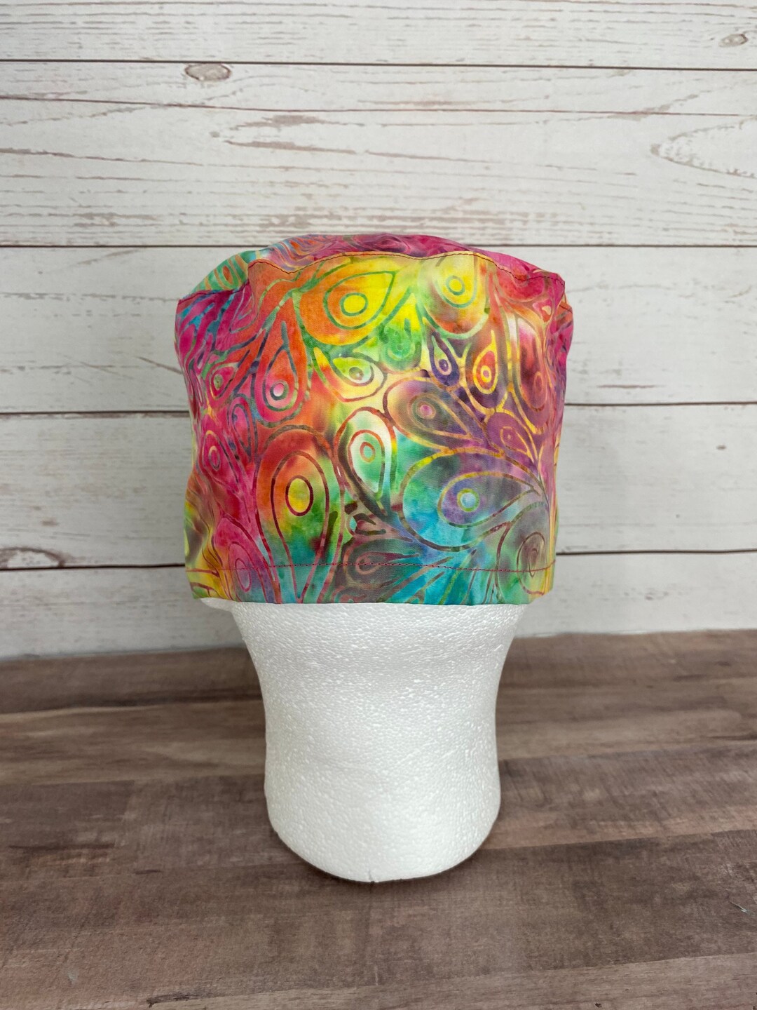 Rainbow Paisley Batik Cotton Tie Back Medical Scrub Cap - Etsy