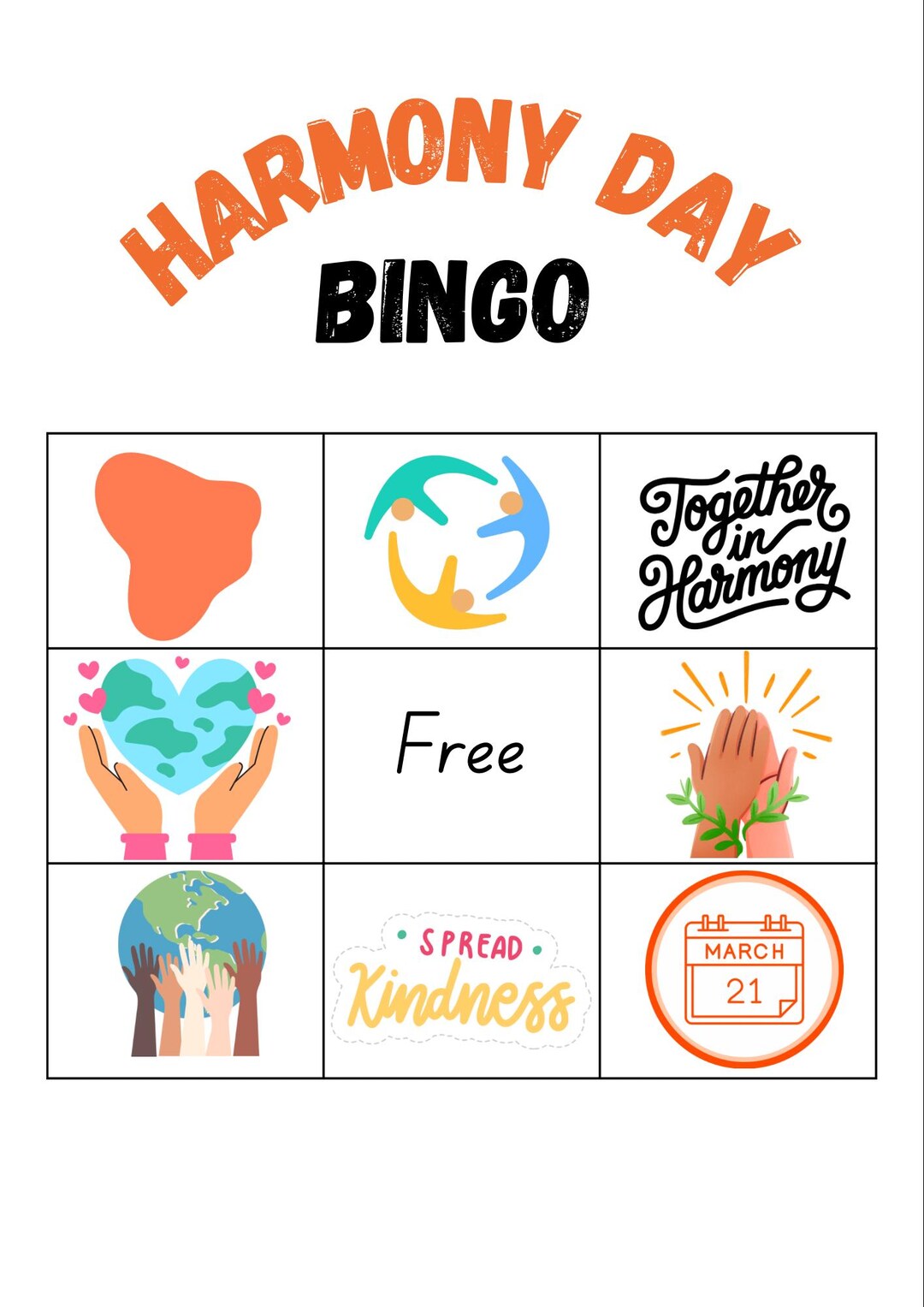 Harmony Day Bingo Game - Etsy Australia