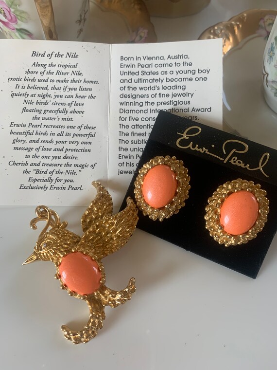 Erwin Pearl bird of the Nile Satin Gold-tone Pin/pendant and - Etsy