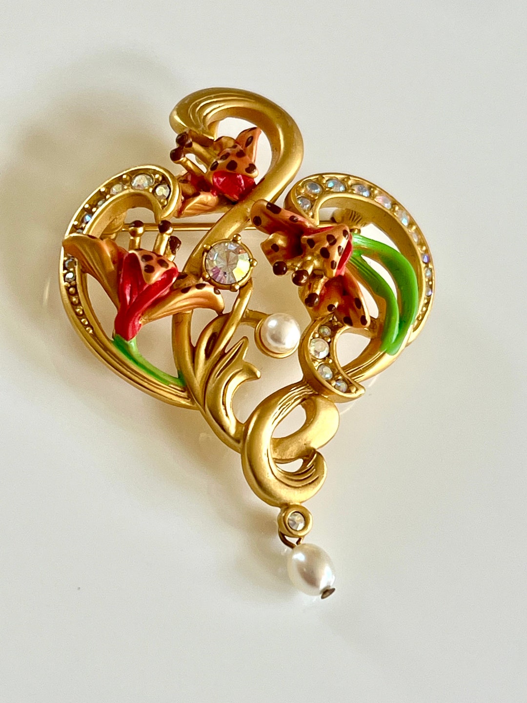 Joan Rivers Matte Gold-tone Tiger Lily Pin Brooch - Etsy