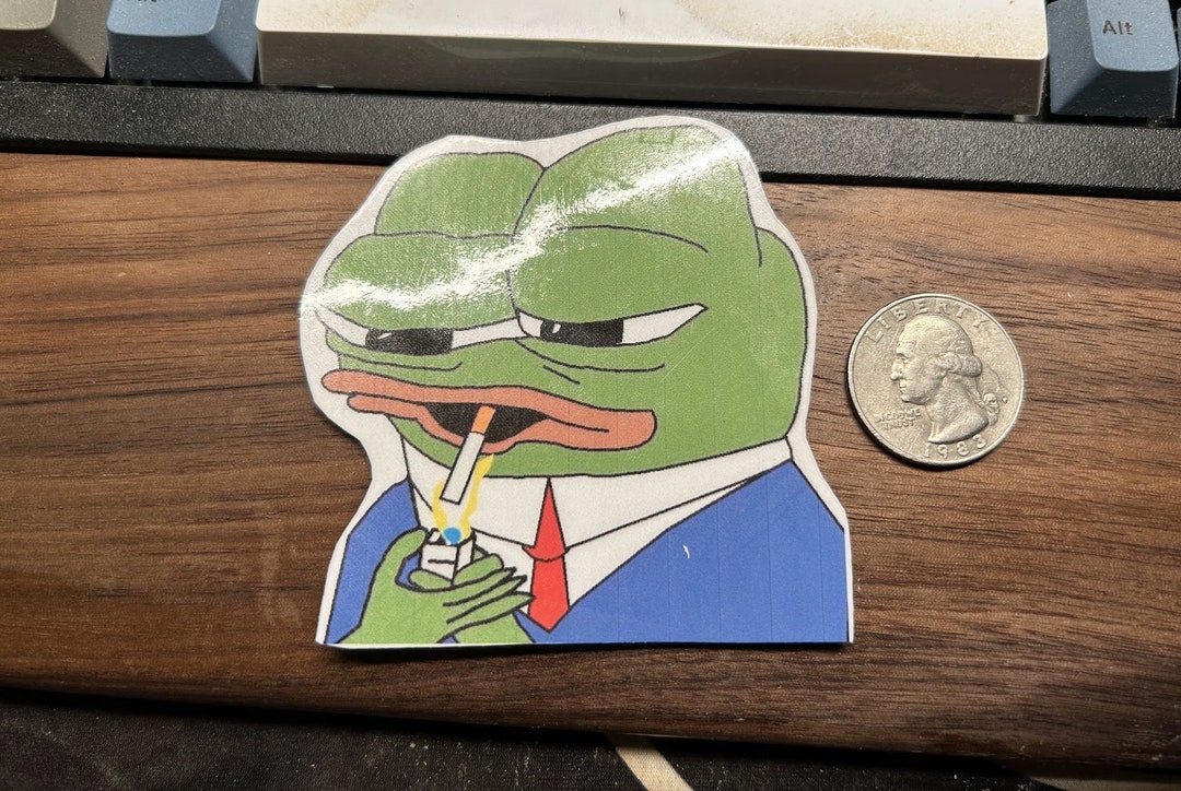 Pepe the Frog Smoking a Cig Glossy Vinyl Sticker - Etsy