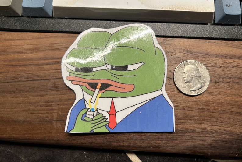 Pepe the Frog Smoking a Cig - Glossy Vinyl Sticker - Etsy