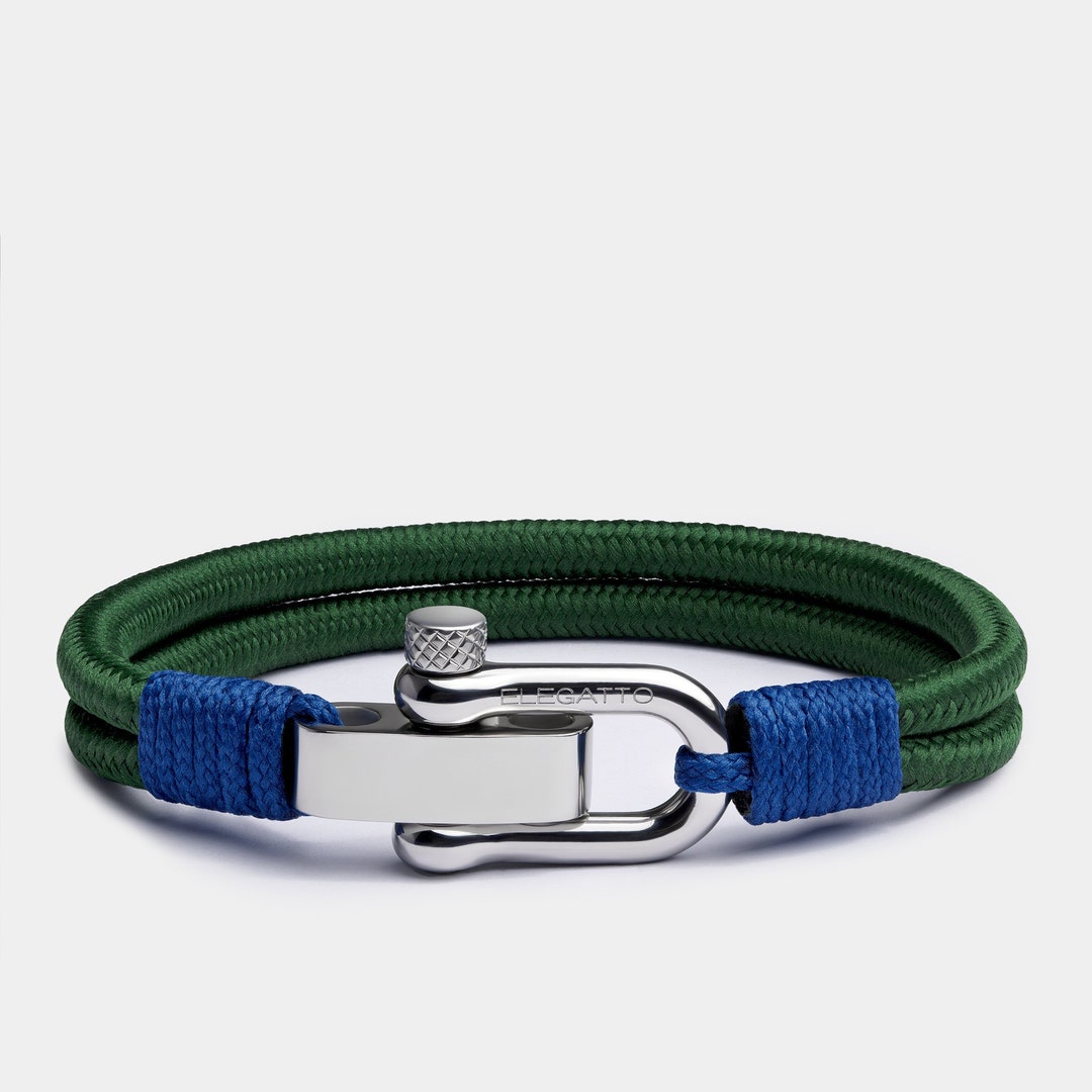 Men's Green Rope Bracelet – Nautical Style, Stainless Steel Clasp - Etsy